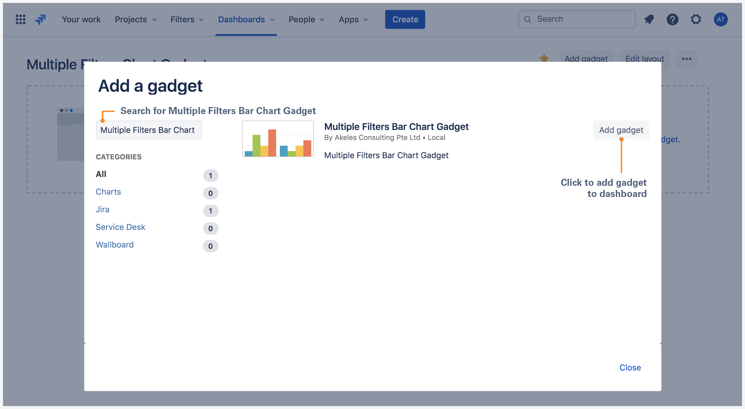 Configuring Multiple Filters Bar Chart Gadget